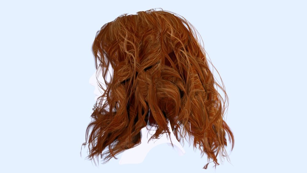 Medium-length Haircut with Loose Curls 3D model - Download Character on ...