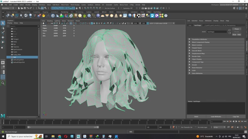Medium-length Haircut with Loose Curls 3D model - Download Character on ...