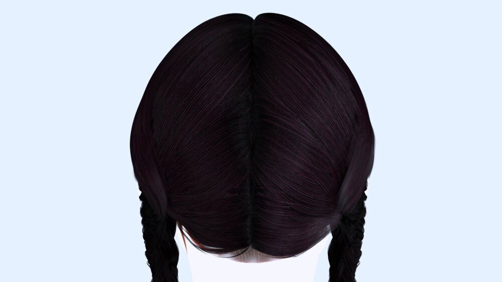 Center-parted Twin Braids Hairstyle 3D model - Download Character on ...