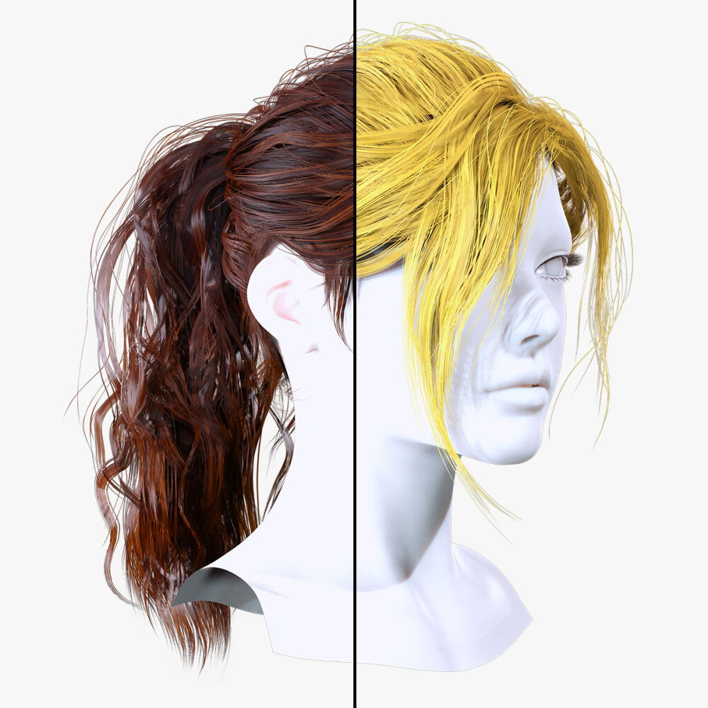 Wavy Ponytail with Strands 3D model - Download Character on 3DModels.org