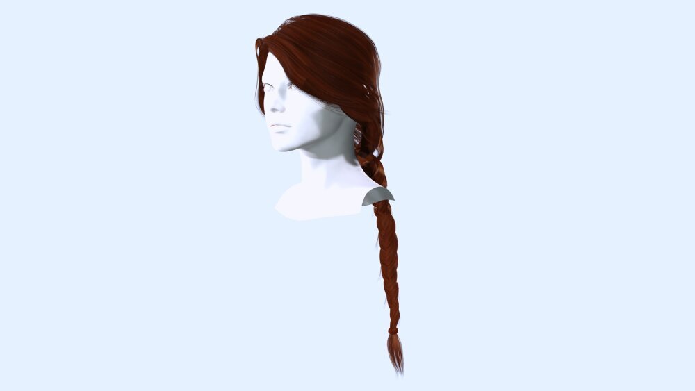 Long Thick Braid Hairstyle 3Dモデル - ダウンロード Character on 3DModels.org