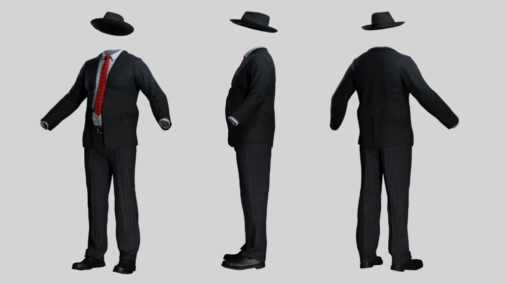 Classic Mafia Style Suit 3D model - Download Suits on 3DModels.org