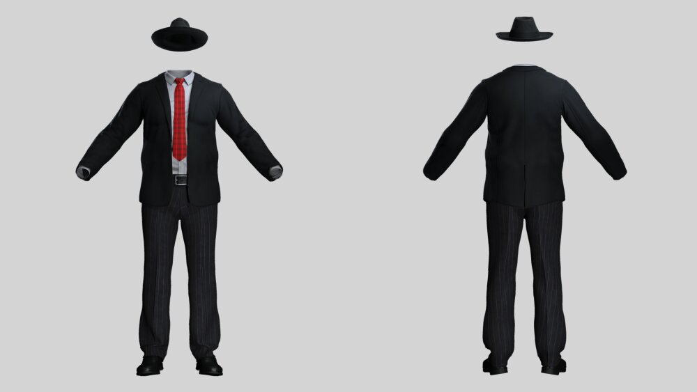 Classic Mafia Style Suit 3D model - Download Suits on 3DModels.org