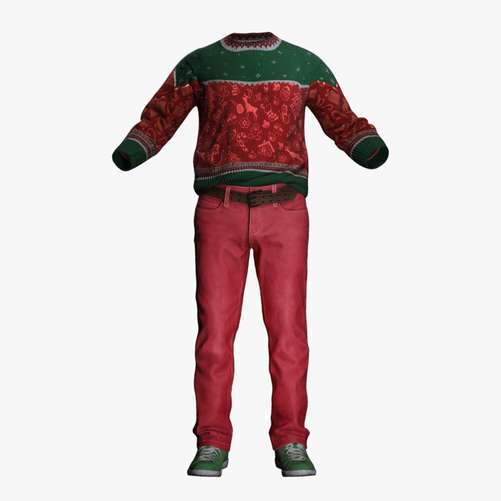 Christmas Sweater Outfit Realistic Game Ready Clothi Modelo 3D ...