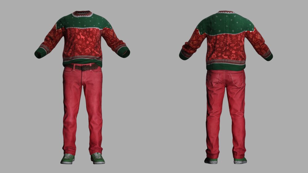 Christmas Sweater Outfit Realistic Game Ready Clothi Modelo 3D ...