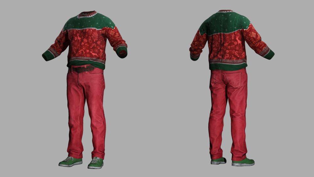 Christmas Sweater Outfit Realistic Game Ready Clothi Modelo 3D ...