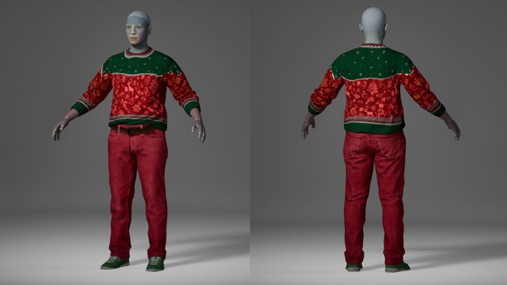Christmas Sweater Outfit Realistic Game Ready Clothi Modelo 3D ...