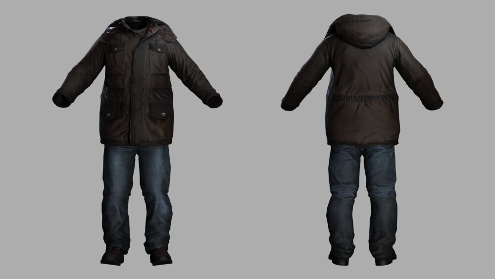 Urban Winter Jacket Jeans Outfit 3D model - Download Suits on 3DModels.org