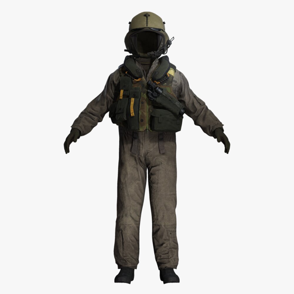 Military Pilot Flight Suit with Tactical Vest 3D model - Download Suits ...