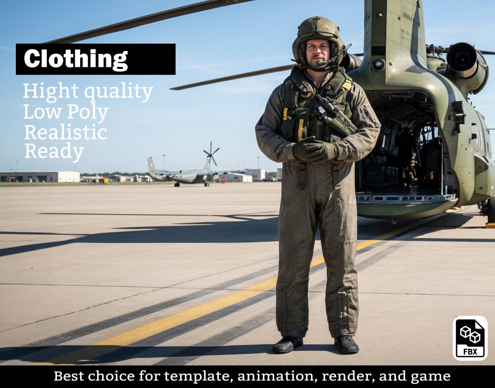 Military Pilot Flight Suit with Tactical Vest 3D model - Download Suits ...