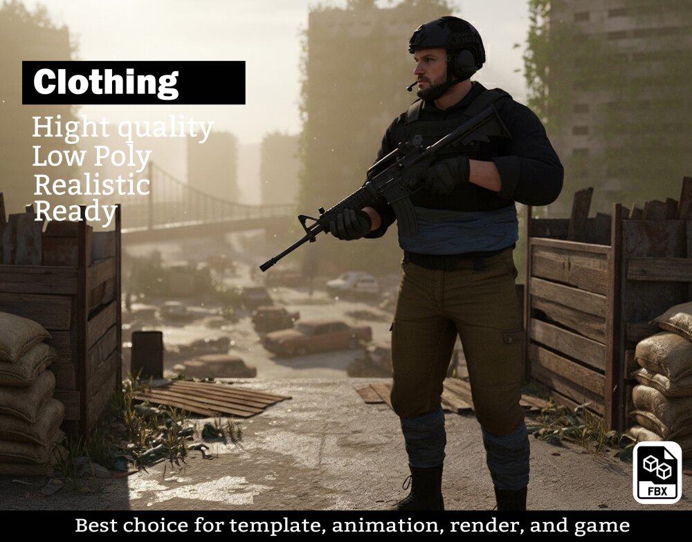 Urban Combat Soldier Outfit Clothing Set 3D model - Download Armor on ...