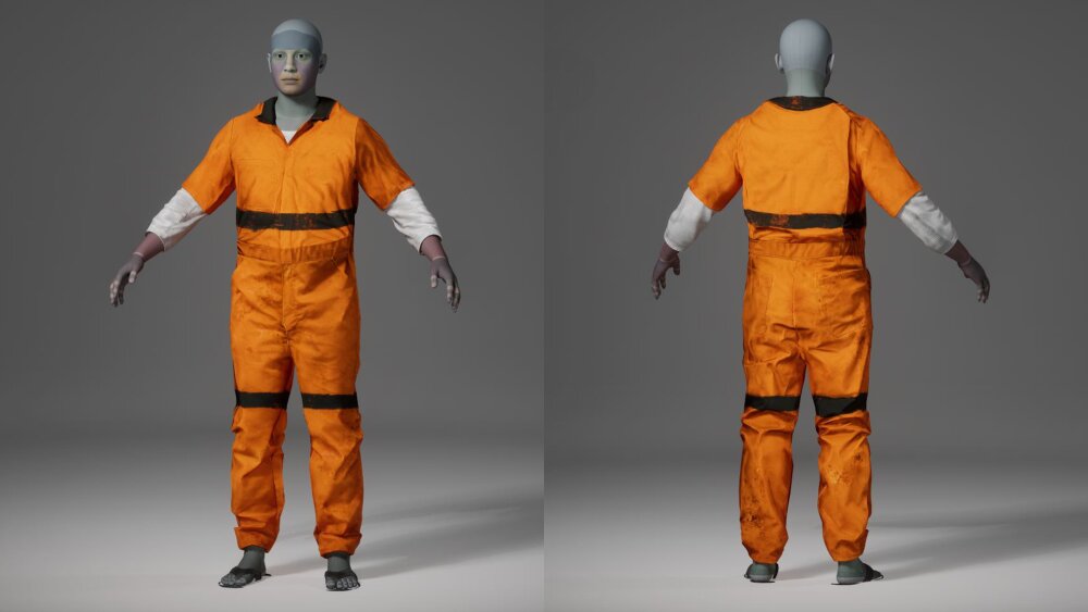 Prisoner Jumpsuit – Realistic Outfit 3D model - Download Suits on ...