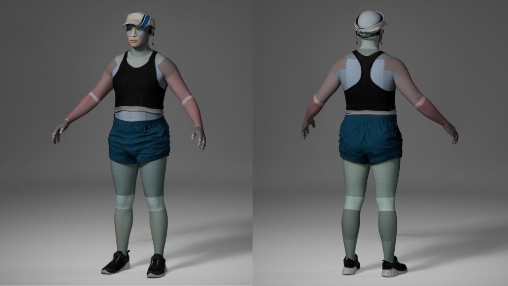 Female Runner Outfit – Sportswear Set with Cap and Shoes 3D model ...