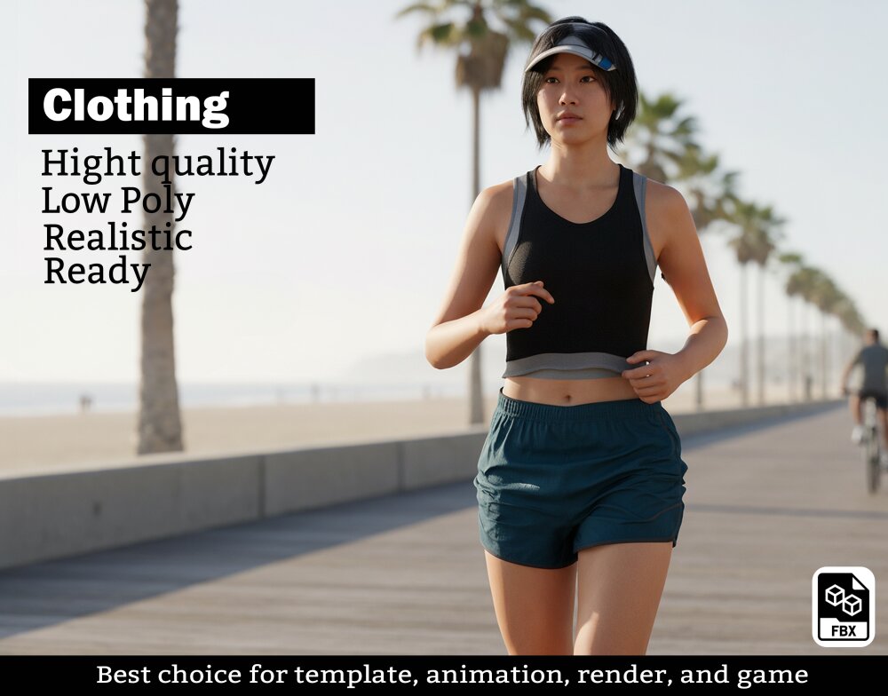 Female Runner Outfit – Sportswear Set with Cap and Shoes 3D model ...