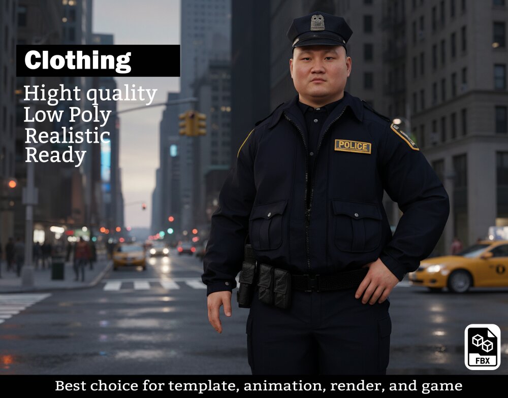 Realistic Police Officer Outfit – Game Ready Asset 3D model - Download ...