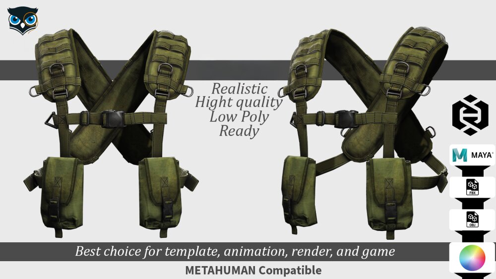 Survivalist Combat – Game Ready Chest Vest 3D model - Download Armor on ...