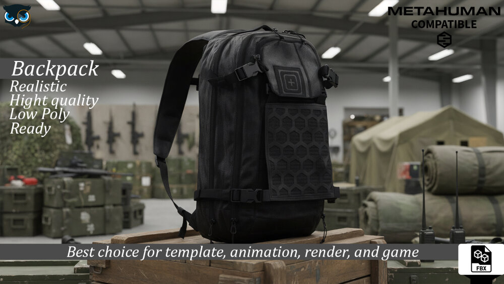 Black City Combat Backpack 3D model - Download Bags on 3DModels.org