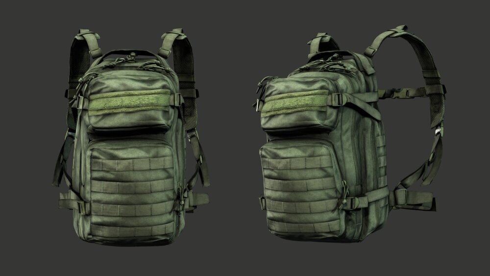 Green Combat Backpack 3D model - Download Bags on 3DModels.org