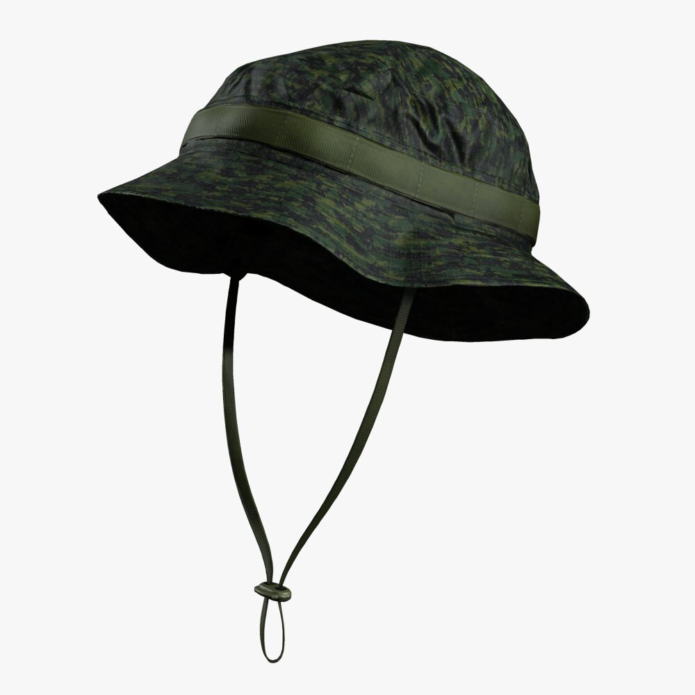 Military Bucket Hat – Woodland Camo Style 3D model - Download Hats on ...