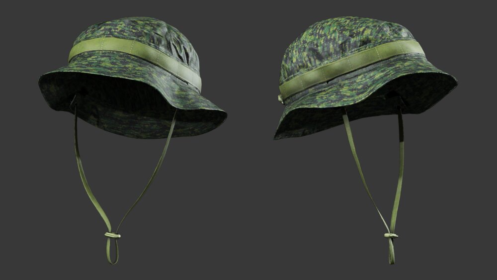 Military Bucket Hat – Woodland Camo Style 3D model - Download Hats on ...