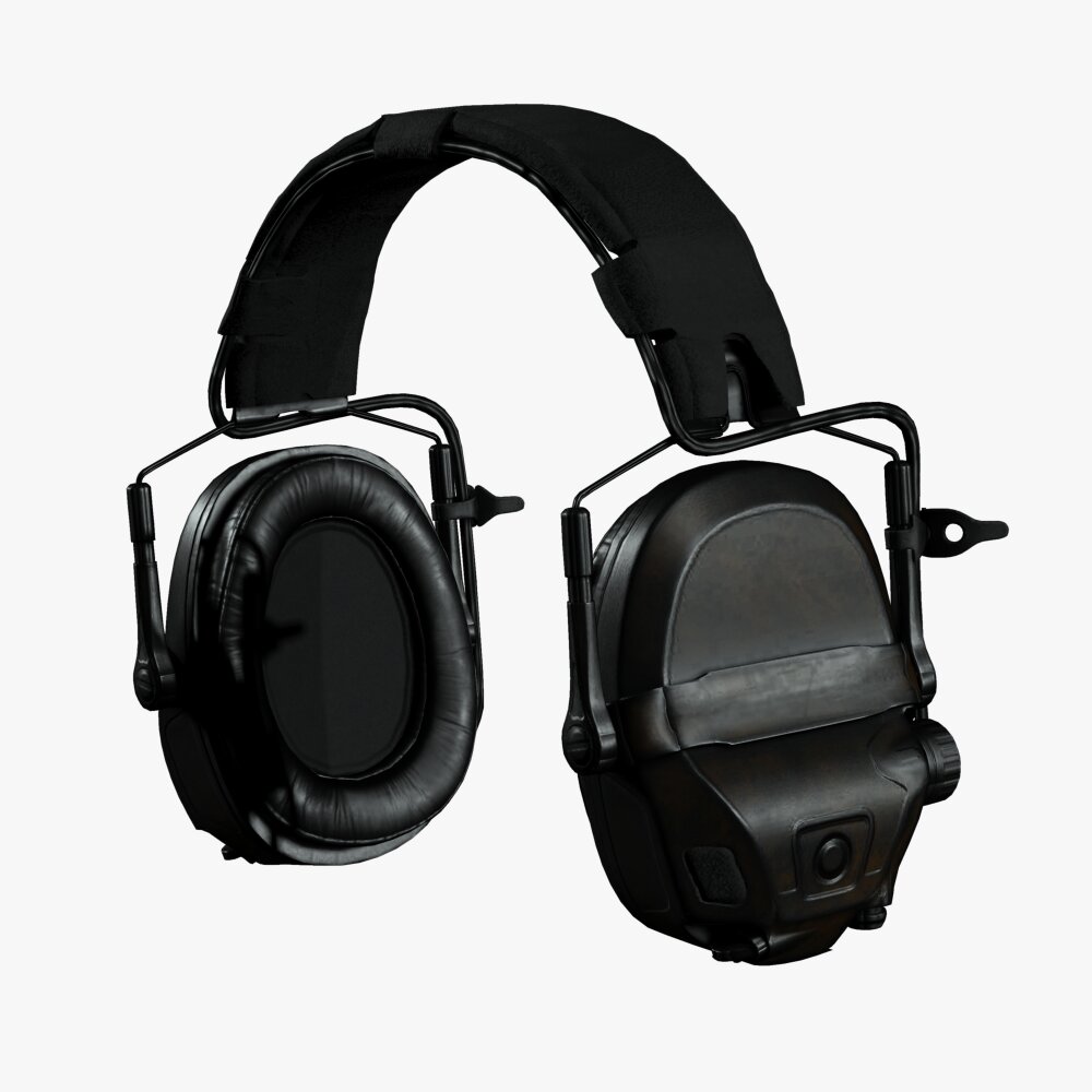 Black Tactical Electronic Hearing Protection 3D model - Download Audio ...