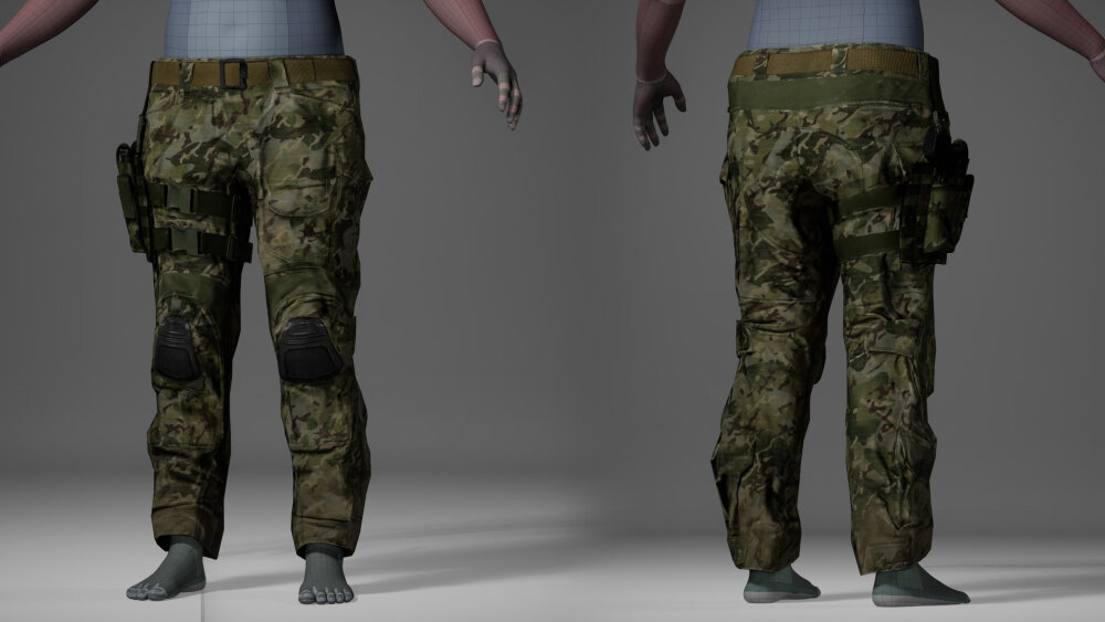 Play-ready Military Pants with Case 3D model - Download Trousers on ...