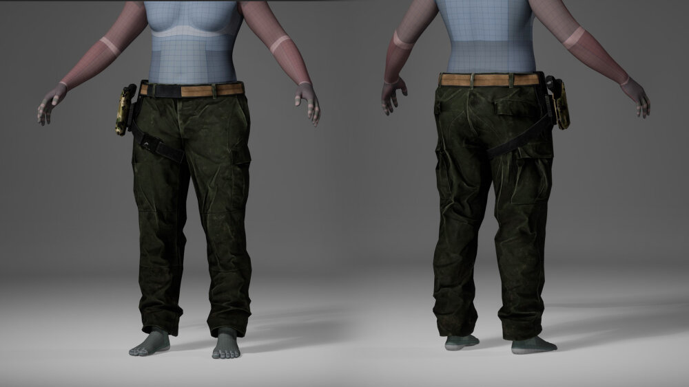 Dark Green Tactical Combat Pants with Case 3D model - Download Trousers ...