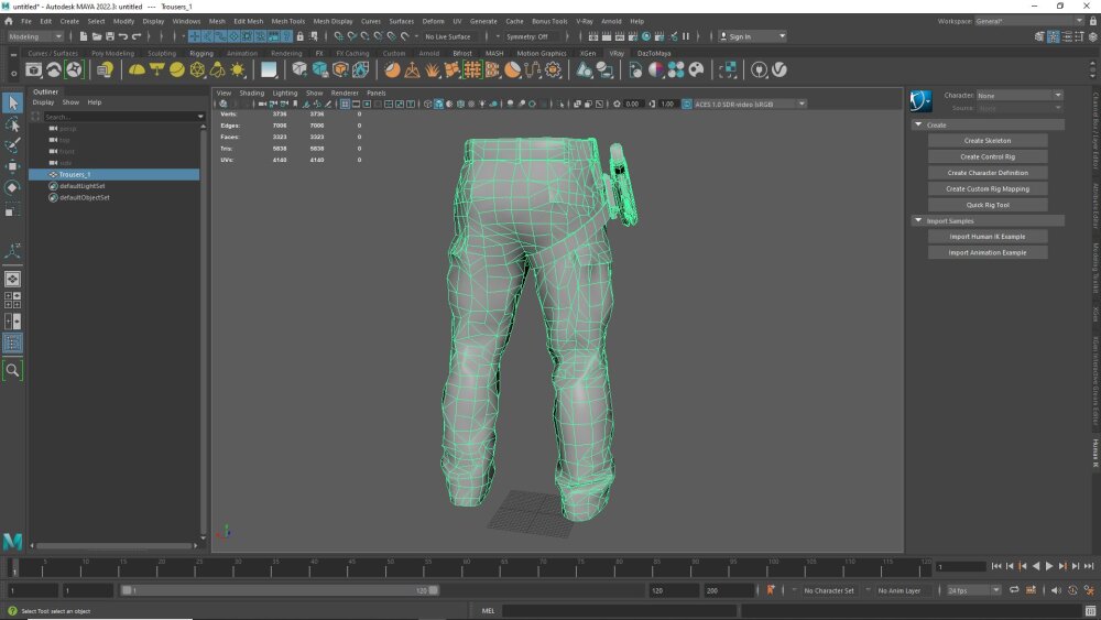 Dark Green Tactical Combat Pants with Case 3D model - Download Trousers ...