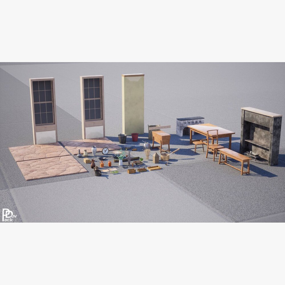 Vintage Rustic Kitchen 3D model - Download Kitchen on 3DModels.org
