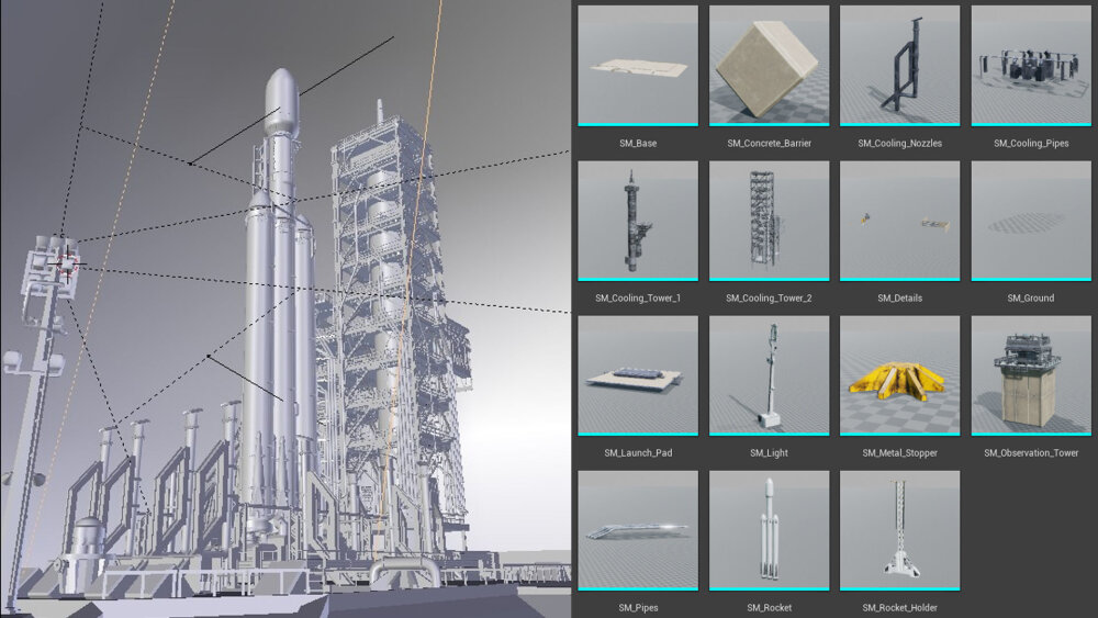 Rocket Launch Pad with Interior 3D model - Download Rockets on 3DModels.org