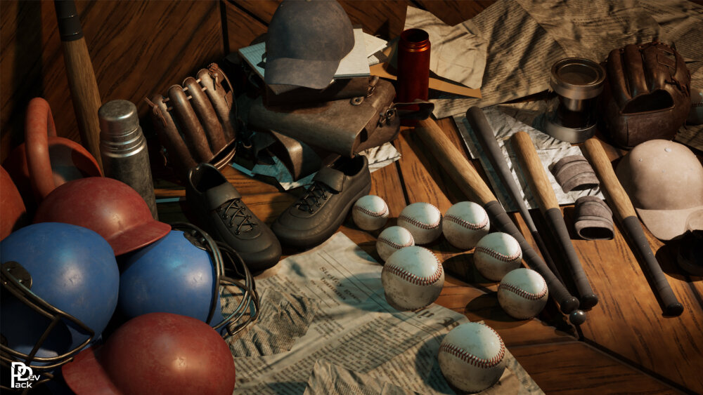 Baseball Props 24 Assets 3D 모델 - 다운로드 스포츠 장비 on 3DModels.org