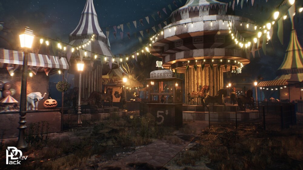 Vintage Carnival Carousel 82 Assets 3D model - Download Game locations ...