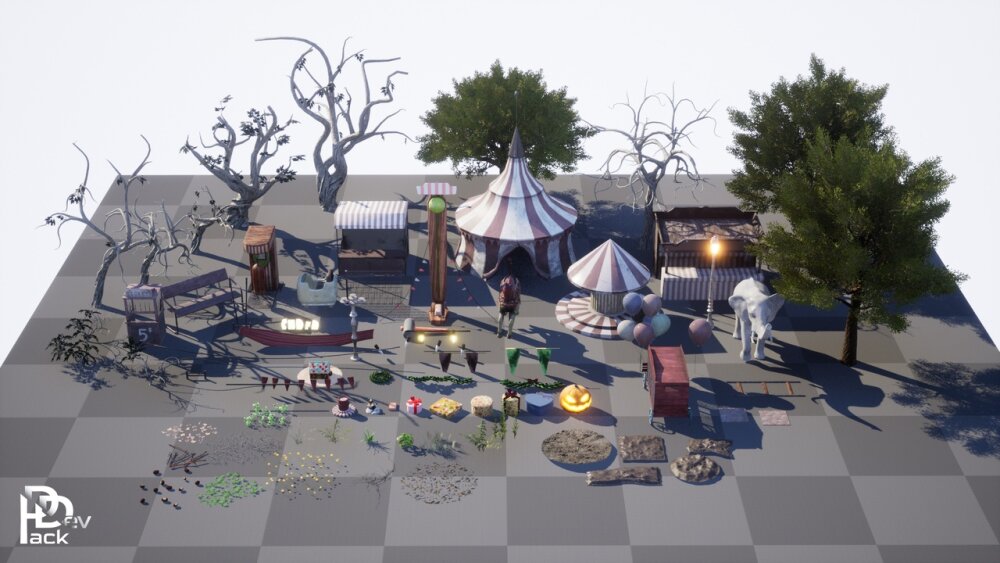 Vintage Carnival Carousel 82 Assets 3D model - Download Game locations ...