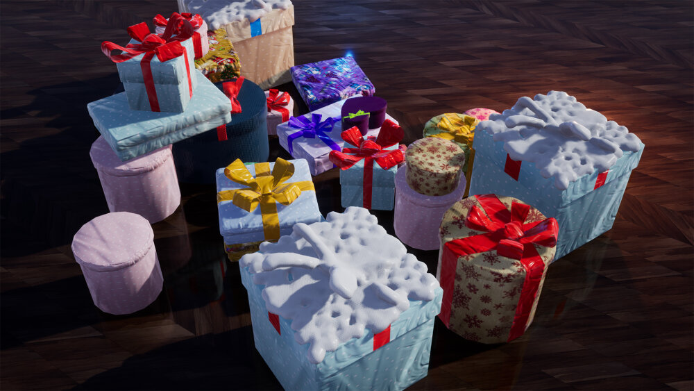 Christmas Gifts Set 3D model - Download Packaging and Boxes on 3DModels.org