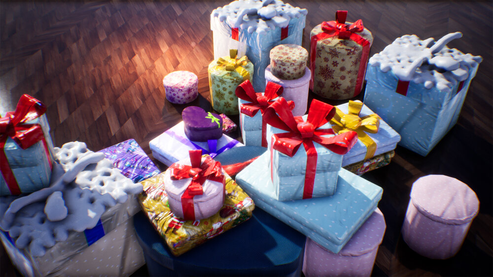 Christmas Gifts Set 3D model - Download Packaging and Boxes on 3DModels.org