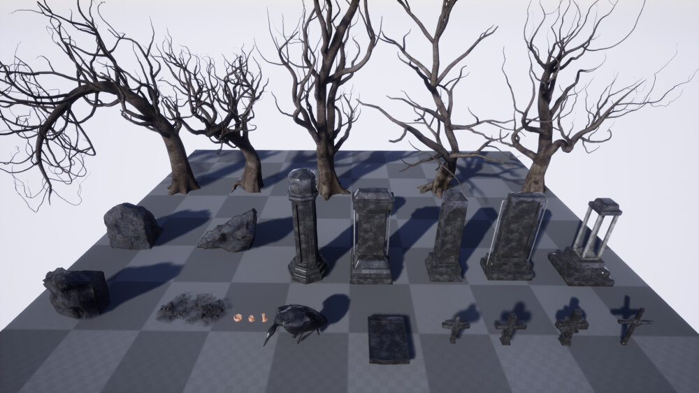 Cursed Graveyard 24 Assets 3D model - Download Game locations on ...
