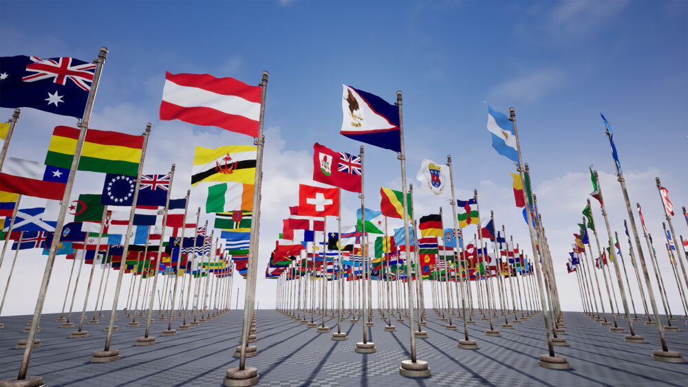 Flags Package 250 Flags 3D model - Download Game locations on 3DModels.org