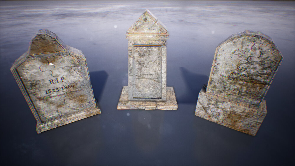 Gravestones 14 Variations 3D model - Download Game locations on ...