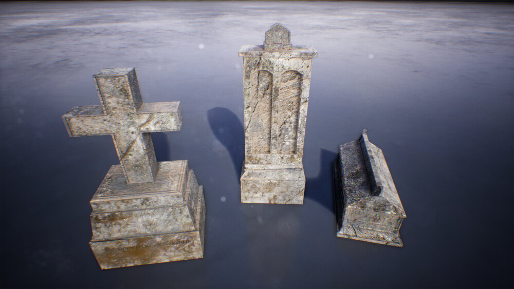 Gravestones 14 Variations 3D model - Download Game locations on ...