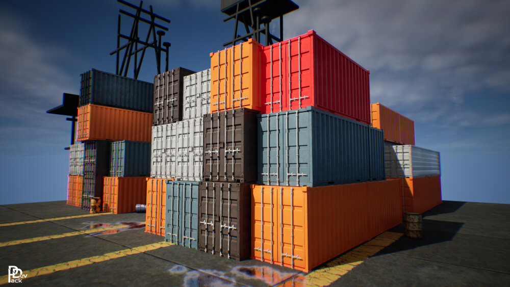 Industrial Containers 10 Assets 3D model - Download Game locations on ...
