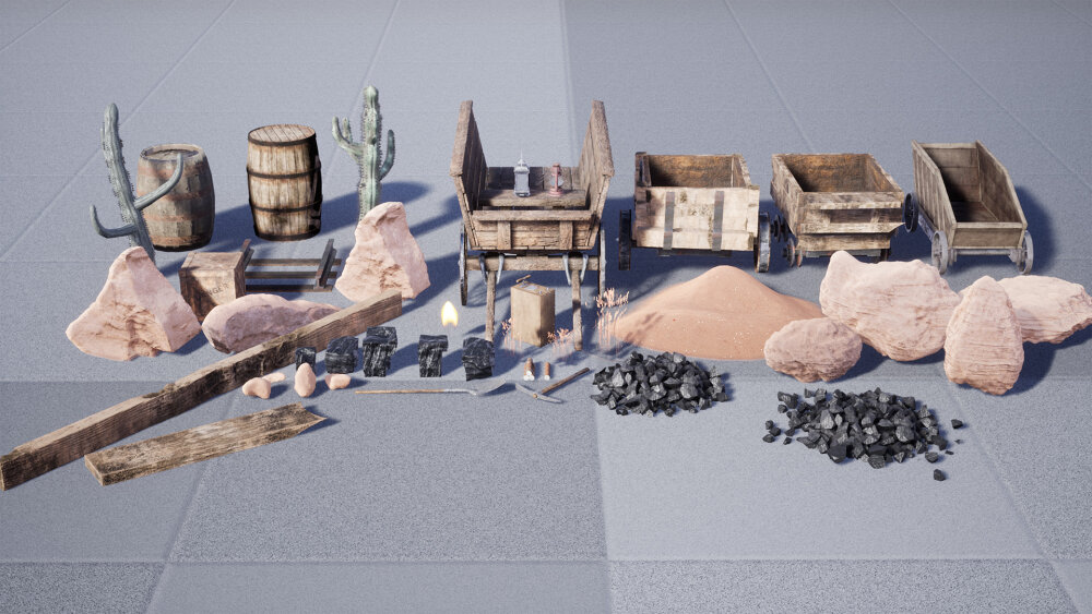 Mining Exterior Props – 42 Assets 3D model - Download Game locations on ...