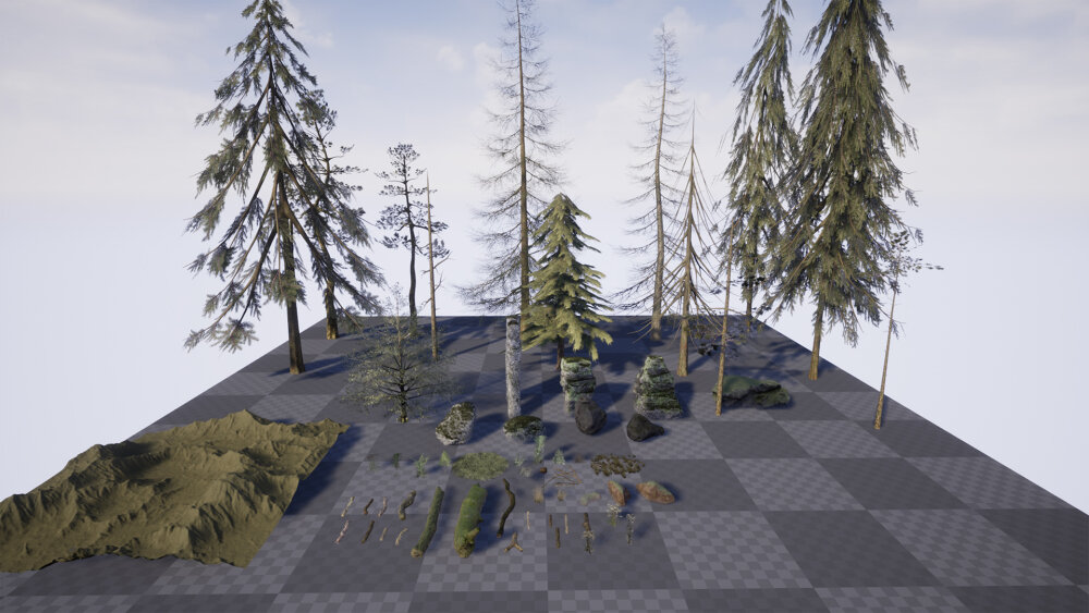 Pine Forest 64 Assets 3D model - Download Game locations on 3DModels.org