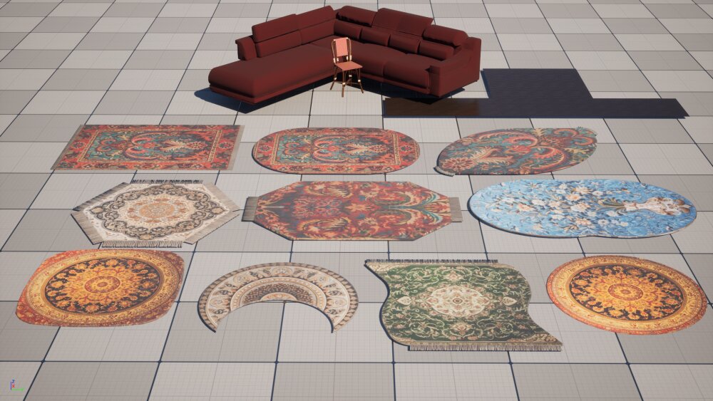 Turkish Carpets 12 Assets 3D model - Download Carpets on 3DModels.org