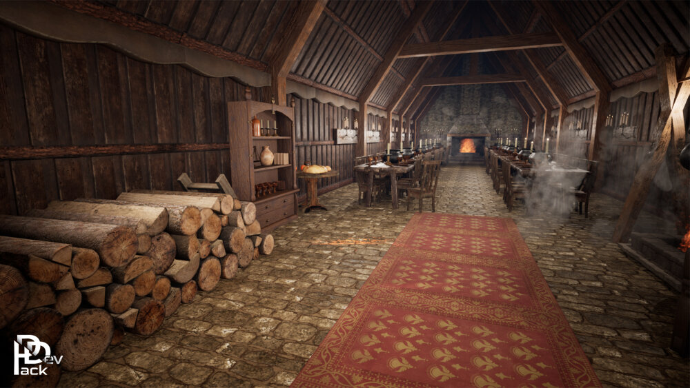 Viking Great Hall 44 Assets 3D model - Download Game locations on ...