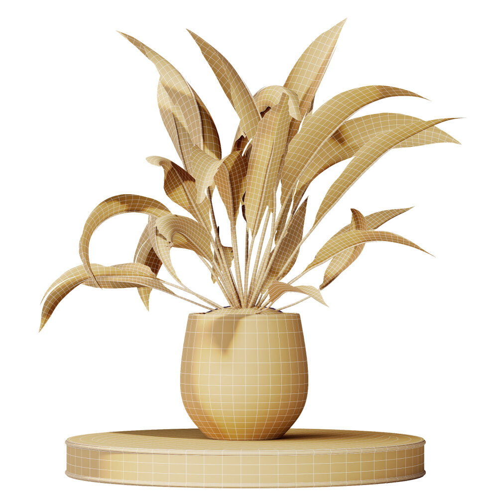 Elegant Indoor Trees in Cylindrical Concrete Planters 3D model ...