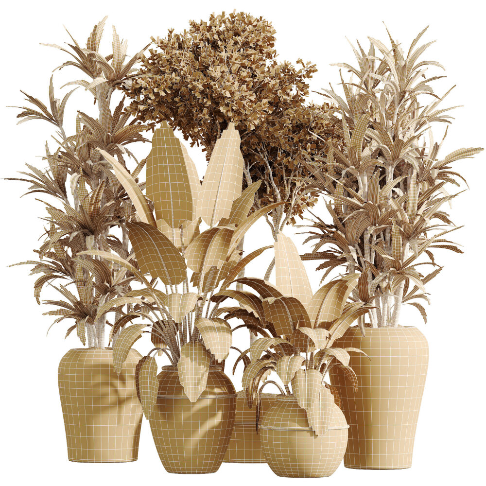Assorted Indoor Potted Plants Set 3D model - Download Houseplants on ...