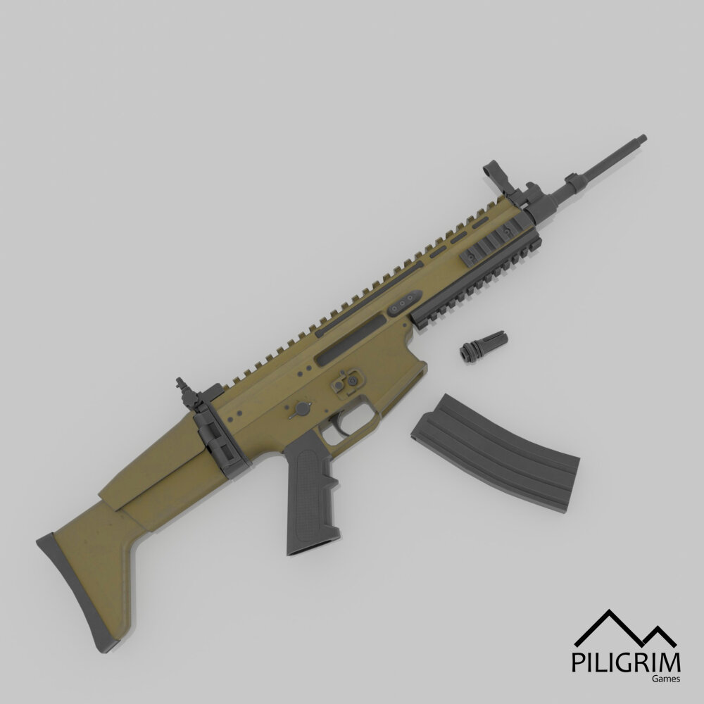 Scar-l Assault Rifle (game Ready) 3D model - Download Assault rifle on ...