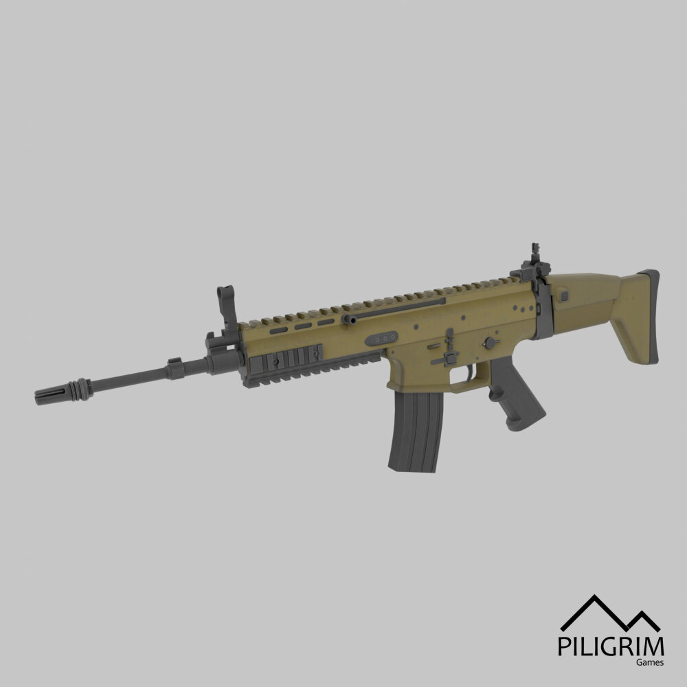 Scar-l Assault Rifle (game Ready) 3D model - Download Assault rifle on ...