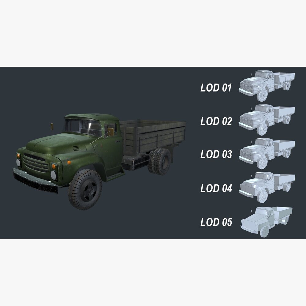 Zil 130 Vr Ar Low Poly 3D model - Download Army Truck on 3DModels.org