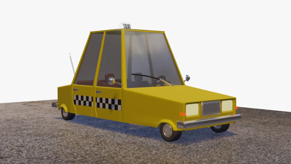 Cartoon Vintage Yellow Taxi Cab 3D model - Download Sedan on 3DModels.org